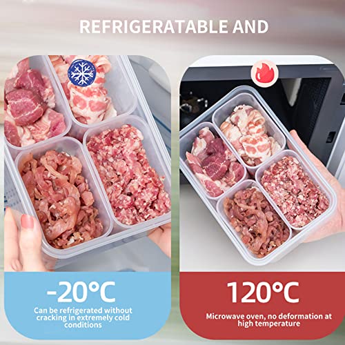 Generic Minimalist Multi-Compartment Food Storage Container with 4 Compartments, 22x14.5x10cm/8.66x5.7x3.93in, White, Portable, Airtight, Microwave, Dishwasher, Freezer Safe