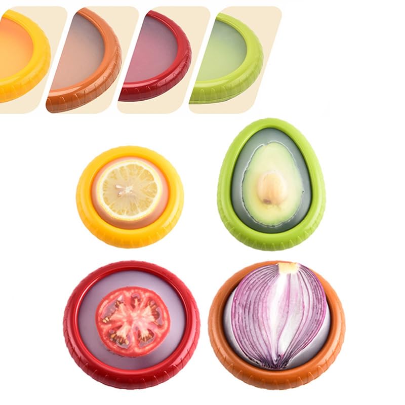 Generic Silicone Fruit Storage Box, Silicone Fruit Storage Containers, Avocado Saver, Onion Storage, Tomato Holder, Reusable Silicone Fruit Storage for Fridge Keep Fresh Vegetable, Fruit (MIX-4PCS)