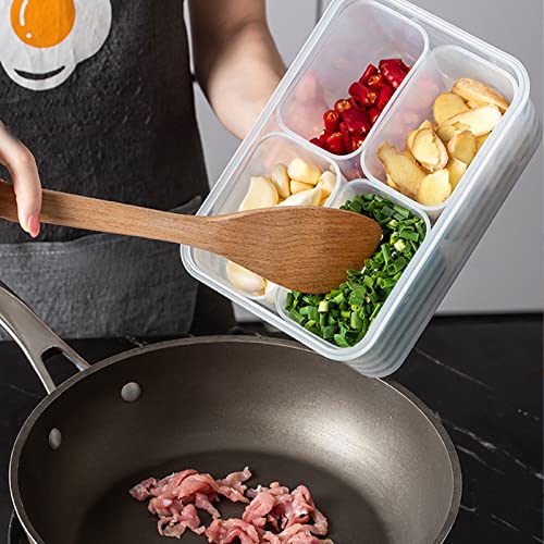 Generic Minimalist Multi-Compartment Food Storage Container with 4 Compartments, 22x14.5x10cm/8.66x5.7x3.93in, White, Portable, Airtight, Microwave, Dishwasher, Freezer Safe