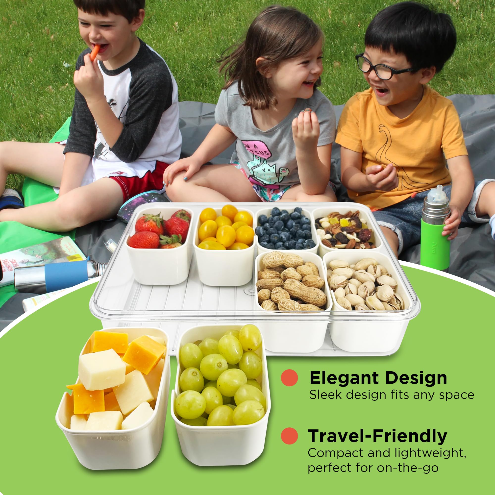 SnapWave Snackle Box Container - Snack Box Container - Snackle Box - Divided Serving Tray with Lid - Snack Tray - Snack Boxes - Snack Tray with Lid - Snacklebox - Snackle box Charcuterie Container