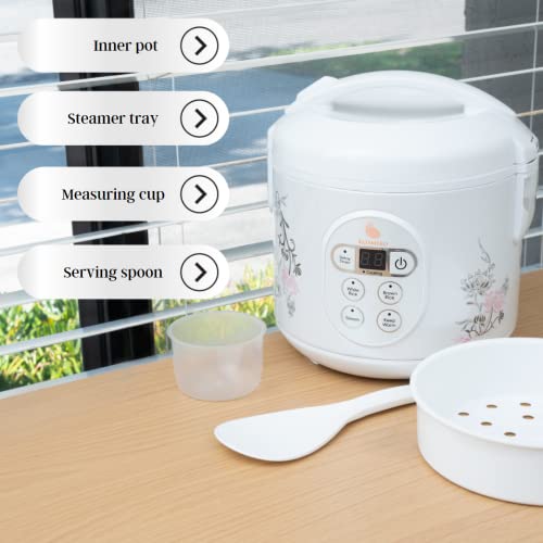KOSMIKO Rice Cooker 4Cup Uncooked ( 8Cup Cooked ) β Instant Pot Vegetable Steamer for Kitchen β Multipurpose Food Steamer for Rice, Meat, Veggies β Easy to Use and Elegant Design β Programable Digital Display