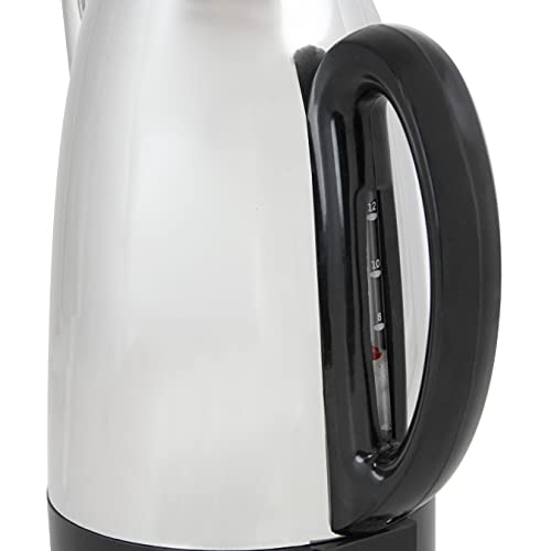 West Bend 54159 Classic Stainless Steel Electric Coffee Percolator with Heat Resistant Handle and Base Features Detachable Cord, 12-cup, Silver