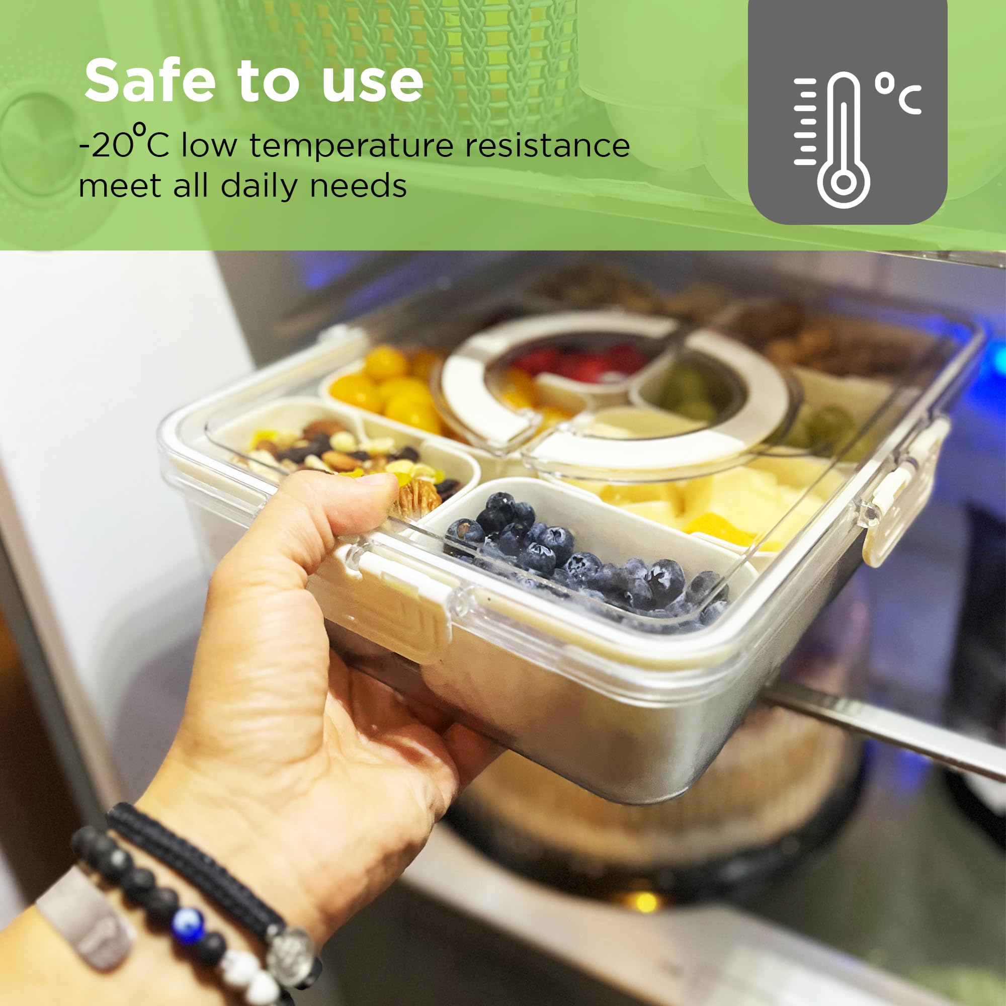 SnapWave Snackle Box Container - Snack Box Container - Snackle Box - Divided Serving Tray with Lid - Snack Tray - Snack Boxes - Snack Tray with Lid - Snacklebox - Snackle box Charcuterie Container