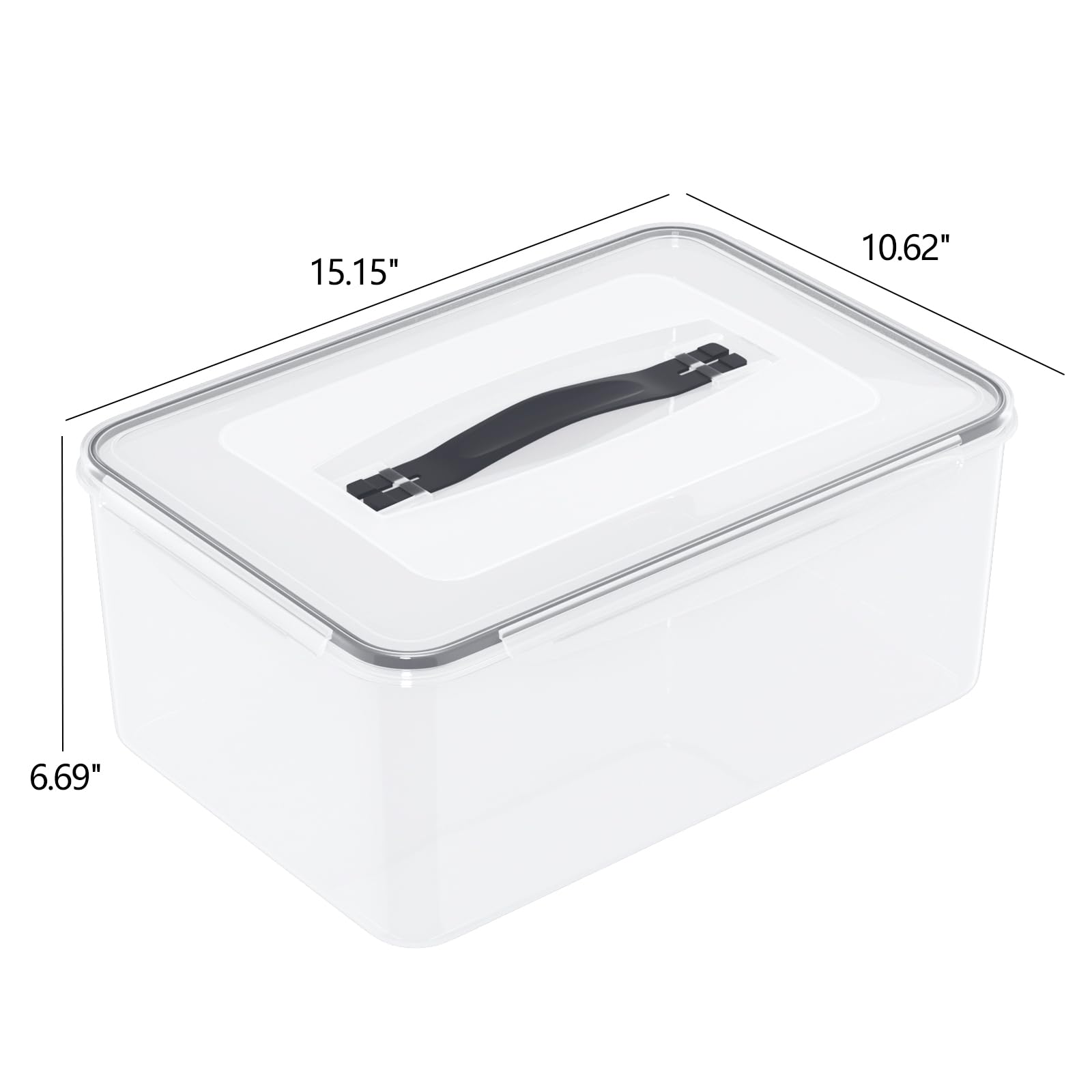 Knifefish 4 Pack Airtight Clear Plastic Food Storage Containers, 15 Quart Plastic Box with Sealed Lid
