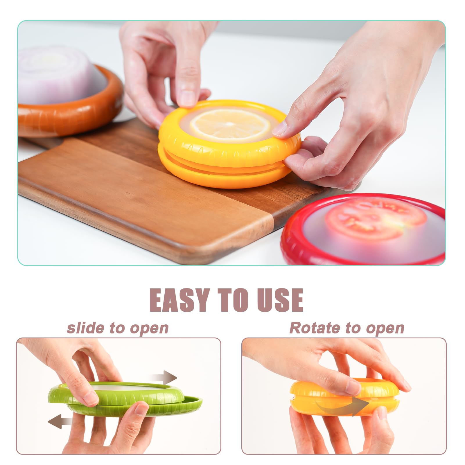 KMC Silicone Fruit Storage Containers, 4PCS Reusable Fruit and Vegetable Anti-oxidation Storage Box, Avocado Lemons Onions Saver and Tomato Holder Food Storage Containers for Fridge