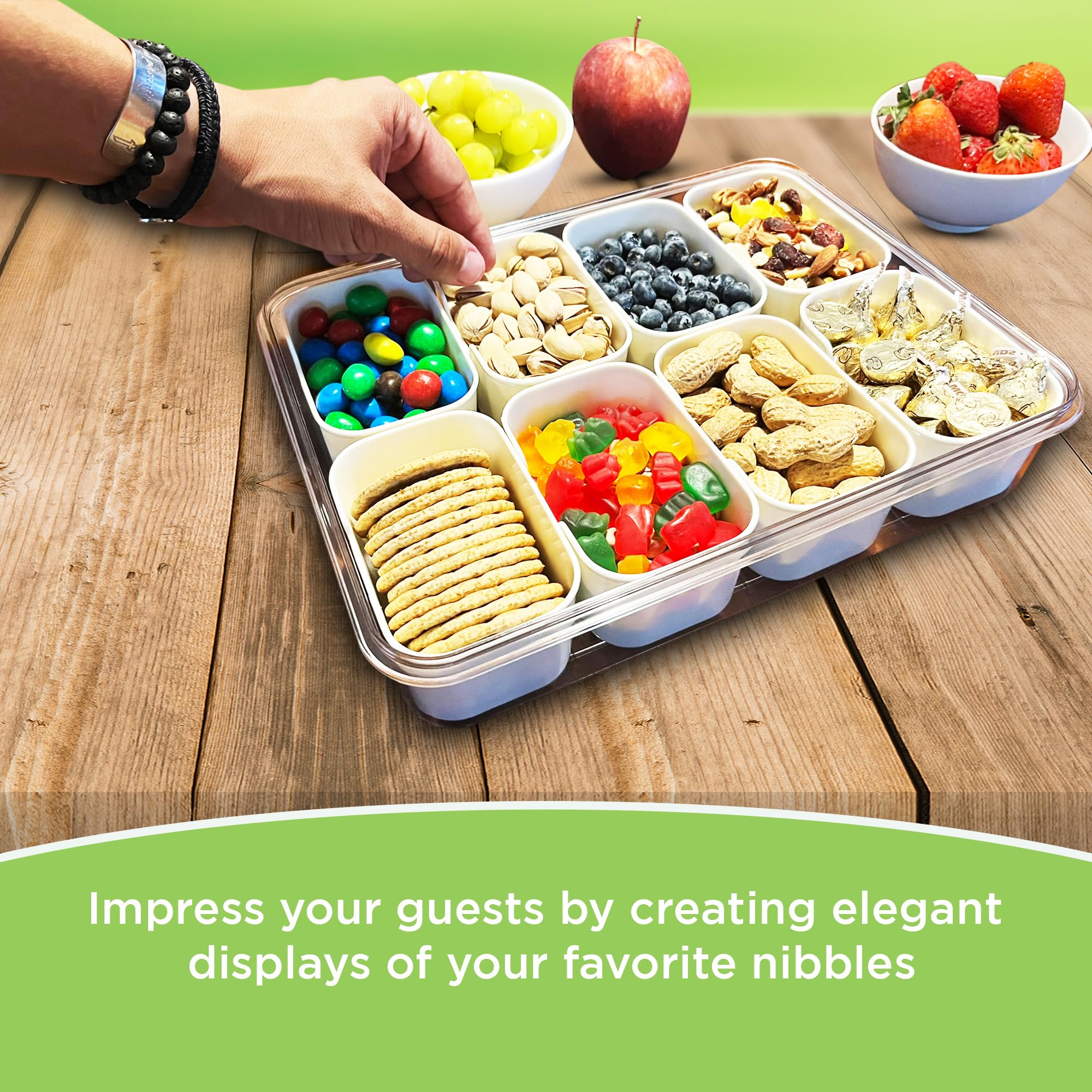 SnapWave Snackle Box Container - Snack Box Container - Snackle Box - Divided Serving Tray with Lid - Snack Tray - Snack Boxes - Snack Tray with Lid - Snacklebox - Snackle box Charcuterie Container