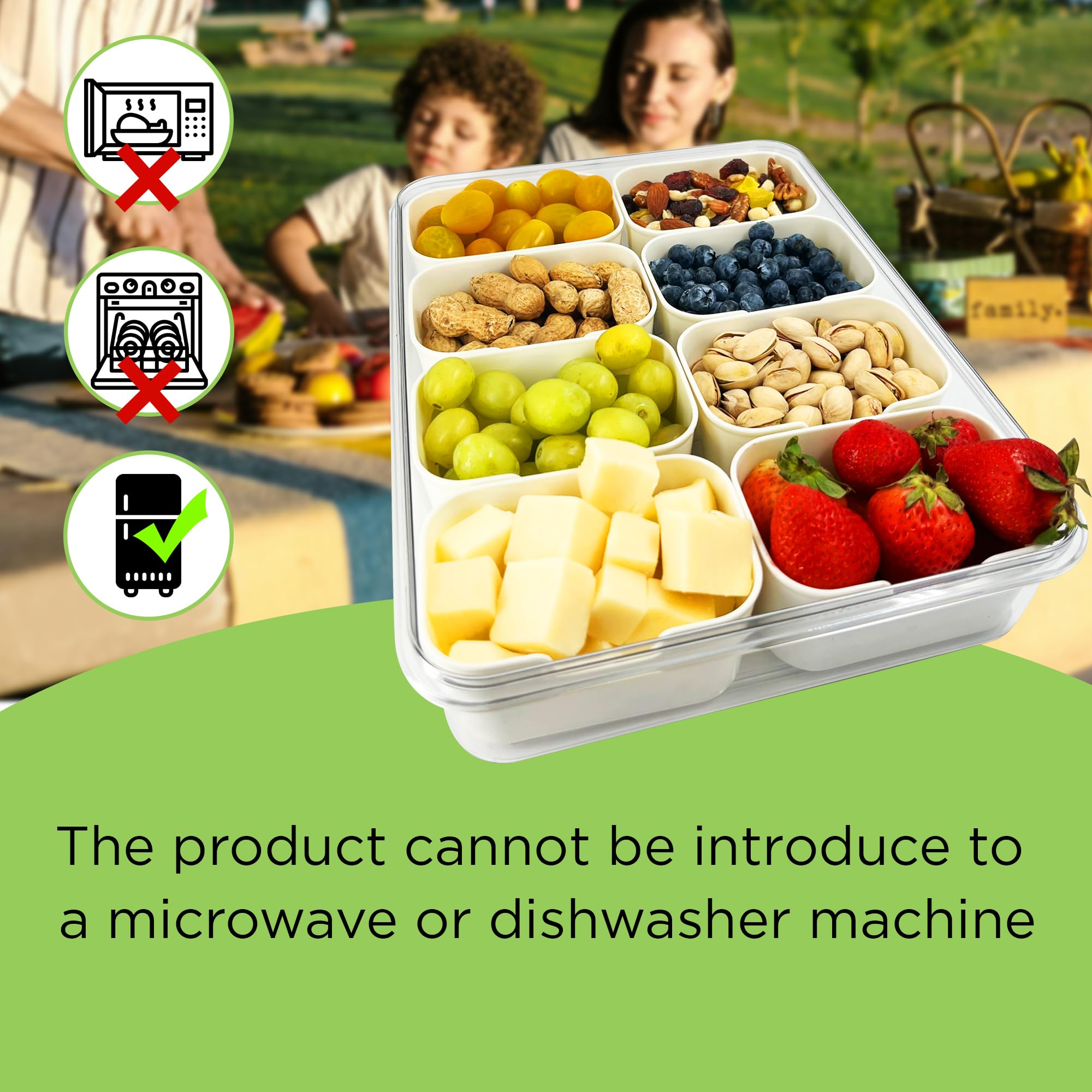 SnapWave Snackle Box Container - Snack Box Container - Snackle Box - Divided Serving Tray with Lid - Snack Tray - Snack Boxes - Snack Tray with Lid - Snacklebox - Snackle box Charcuterie Container