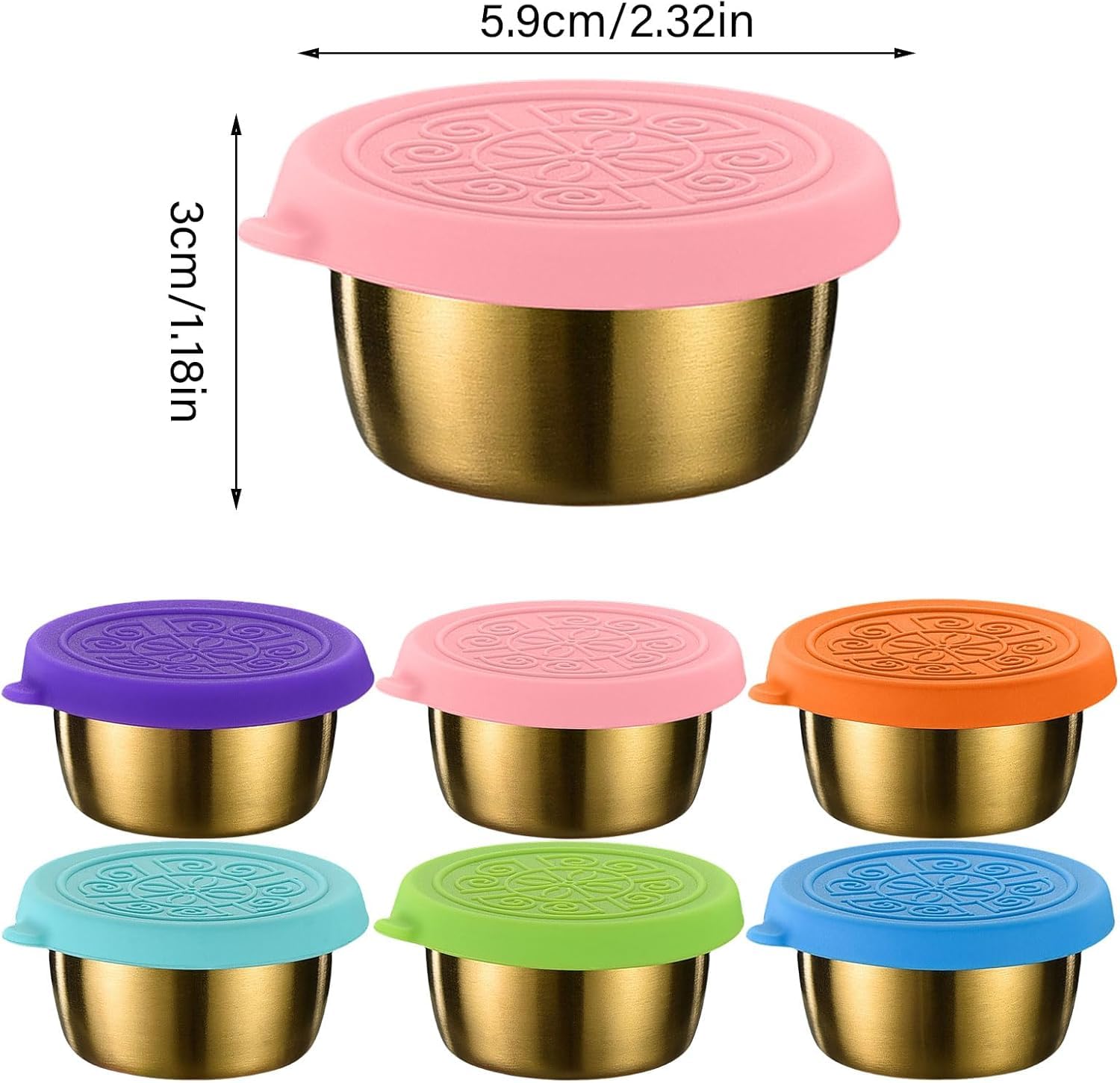 TDZTMNDNB 6x1.6/2.4 Oz Condiment Containers With Lids, Salad Dressing Container To Go, Small Reusable Stainless Steel Sauce Containers For Lunch Boxes Picnics Travel Meal Prep Kitchen Storage