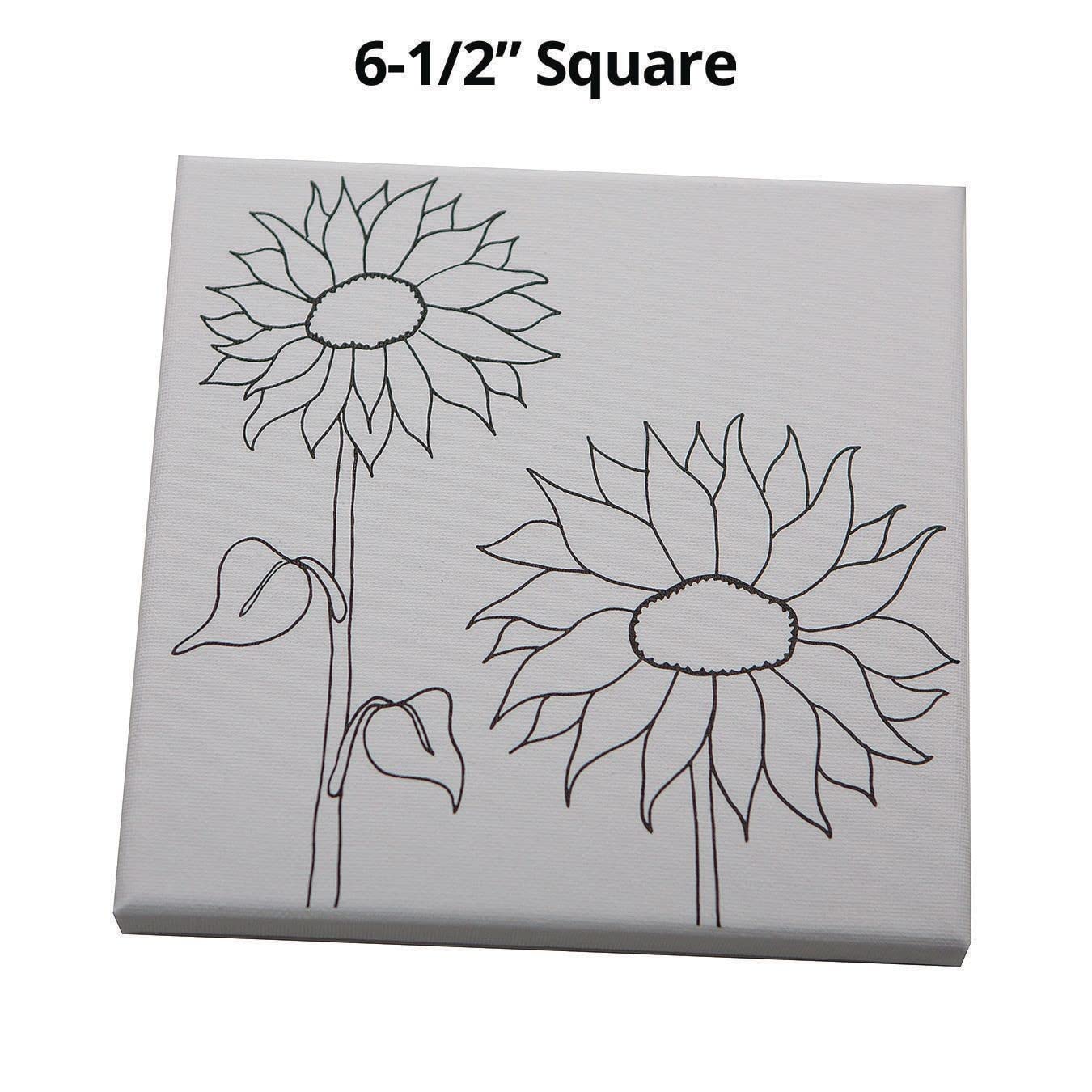 S & S Worldwide Paint-Your-Own Designer Canvas Set II, 2 each of 6 Pre-Printed Designs, Great For Kids & Adults, DIY Ready To Paint, 6-1/2" x 6-1/2" Stretched Canvas. Pack of 12.