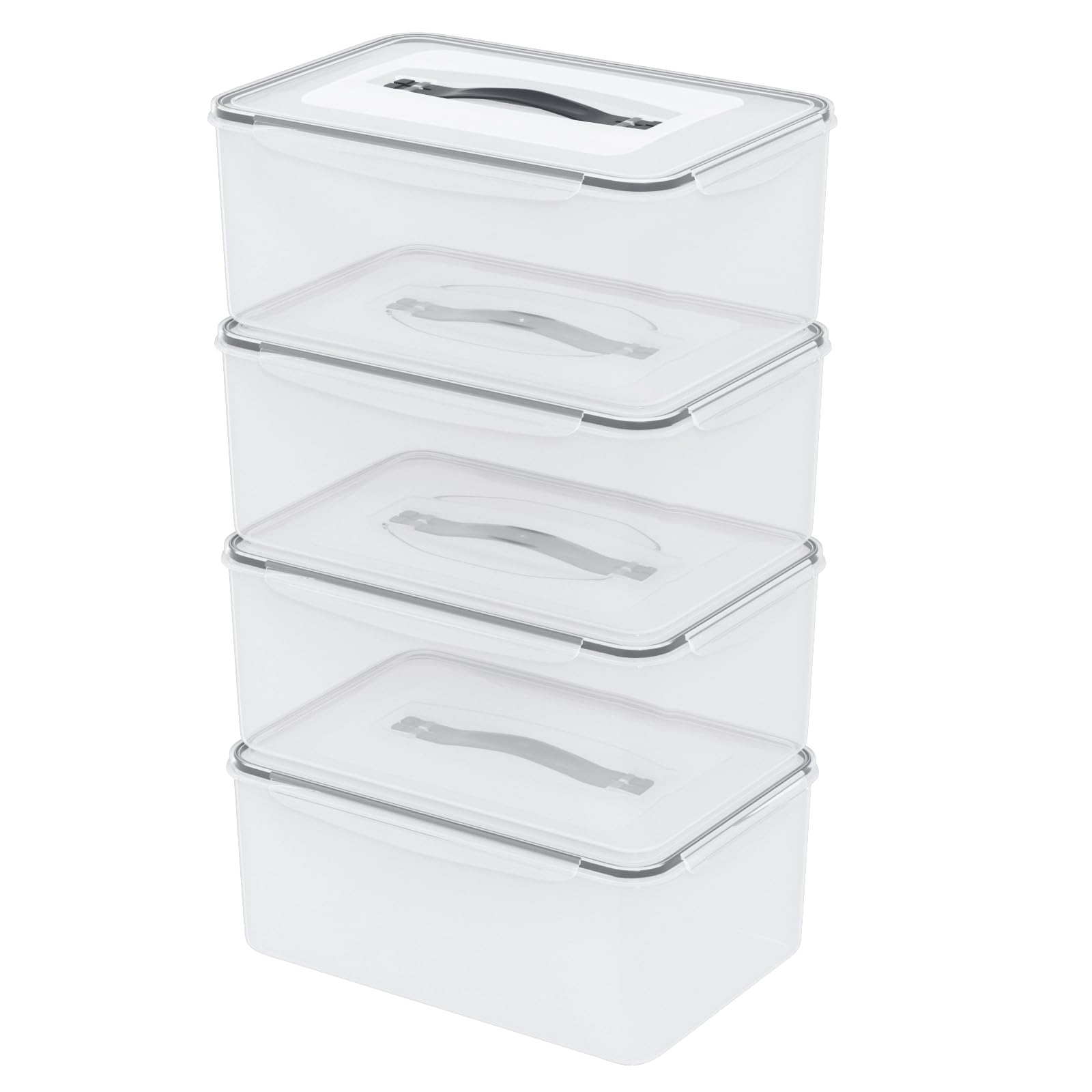 Knifefish 4 Pack Airtight Clear Plastic Food Storage Containers, 15 Quart Plastic Box with Sealed Lid