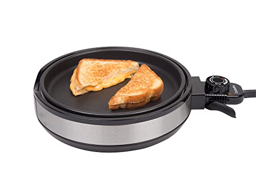 Multi Baker Deluxe- Electric Appliance with Temperature Control, 3 Interchangeable Skillets for Grilling, Baking or Dessert Making- Grilled Cheese, Omelets, Personal Pizza, Takoyaki, Sandwiches, Cake Pops & More, Great Gift