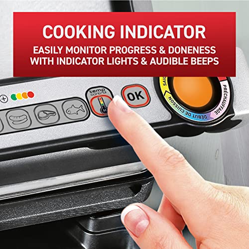 T-fal GC7 Opti-Grill Indoor Electric Grill, 4-Servings, Automatic Sensor Cooking, Silver