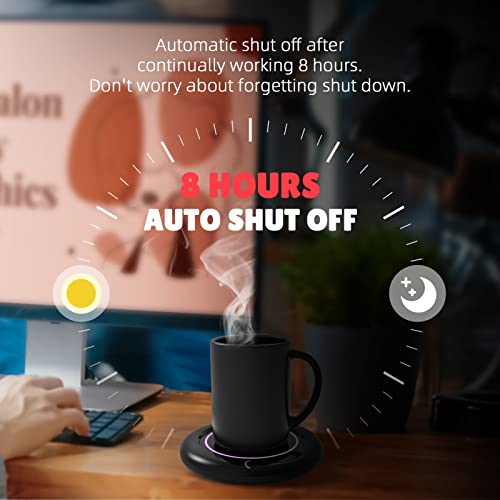 Coffee Mug Warmer, Candle Wax Warmer Plate with Gravity Sensor&3 Temperatures&8H Auto Shut Off, Coffee Mug Warmer for Desk with Night Light, Smart Coffee Cup Warmer for Beverage, Milk, Tea and Cocoa