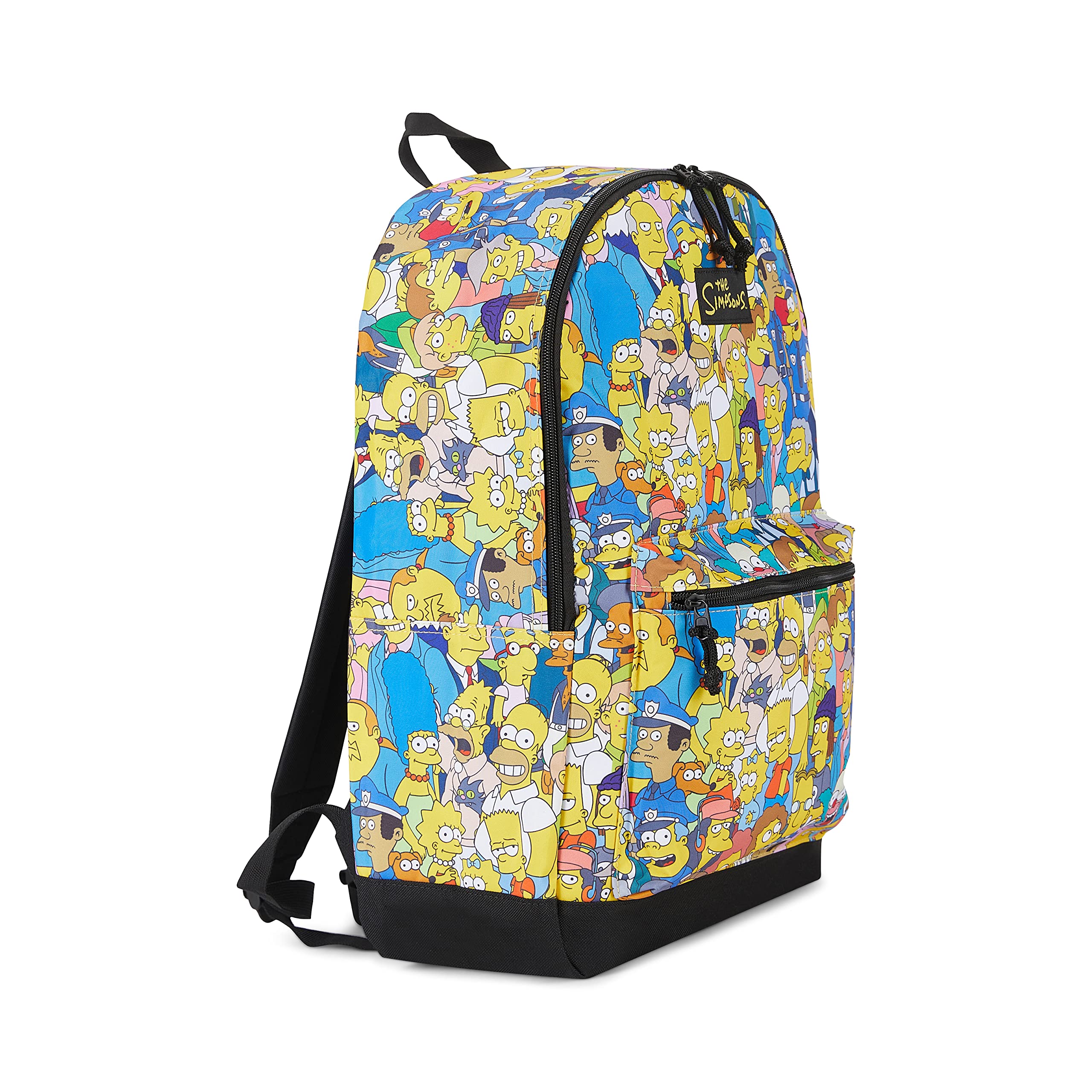 The Simpsons Homer Allover Backpack - The Simpsons Krusty The Clown, Homer, Bart and Lisa Bookbag - Knapsack for All (Yellow)