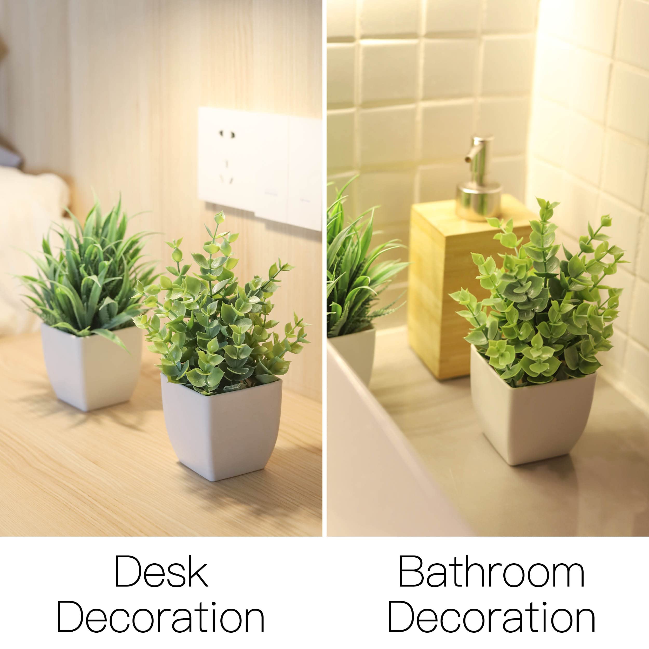 Der Rose 2 Packs Small Fake Plants Mini Artificial Potted Plants for Table Desk Home Bathroom Office Decor…