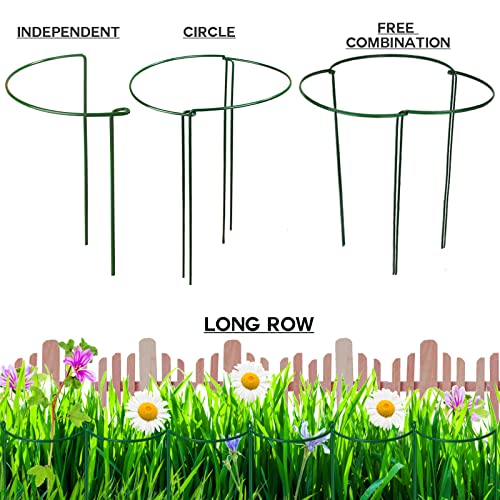 LEOBRO 4 Pack Plant Support Stake, Metal Garden Plant Stakes, Peony Support, Tomato Cage, Half Round Plant Support Ring Cage, Plant Support for Tomato, Rose, Vine, Indoor Plants (9.8" W x 15.7" H)