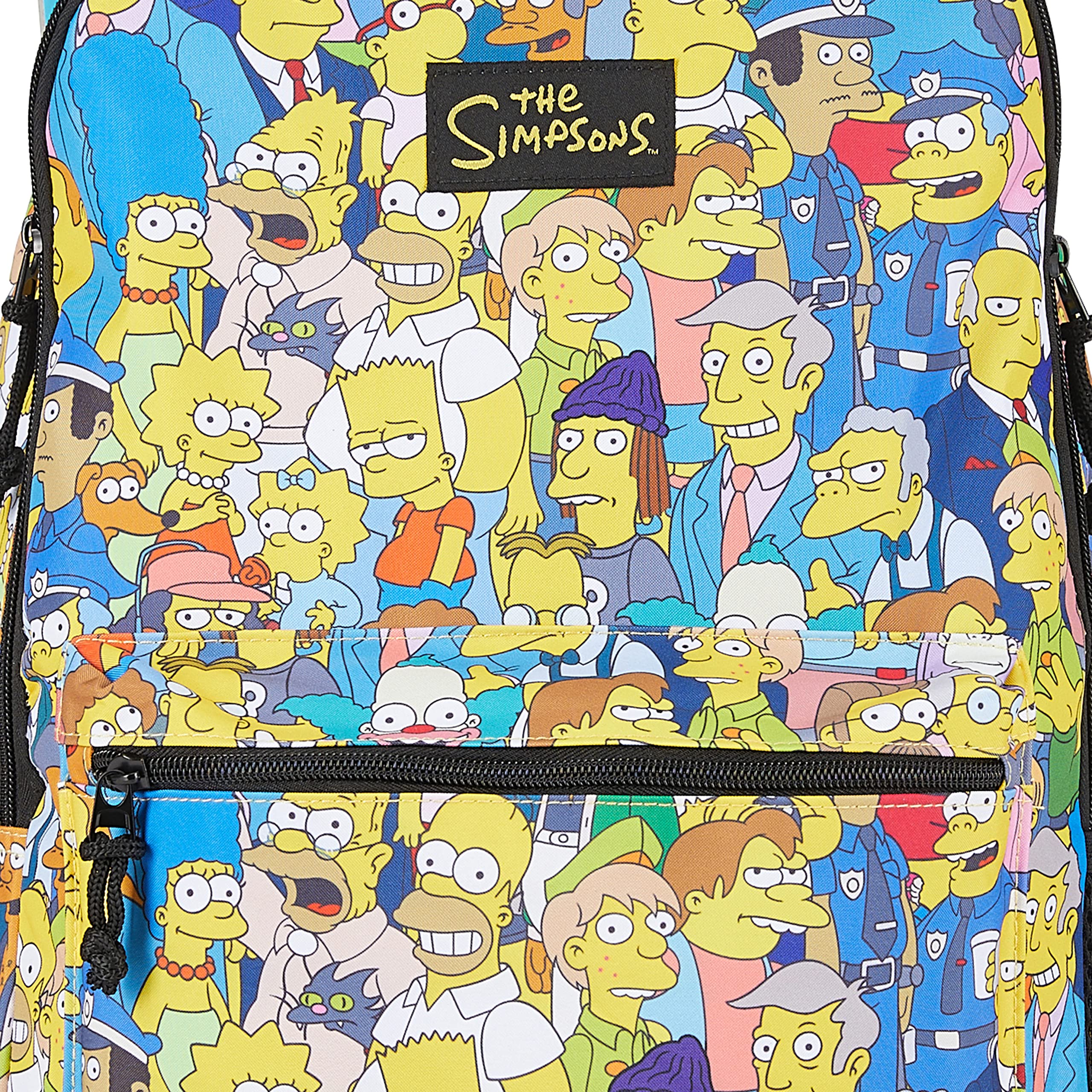The Simpsons Homer Allover Backpack - The Simpsons Krusty The Clown, Homer, Bart and Lisa Bookbag - Knapsack for All (Yellow)