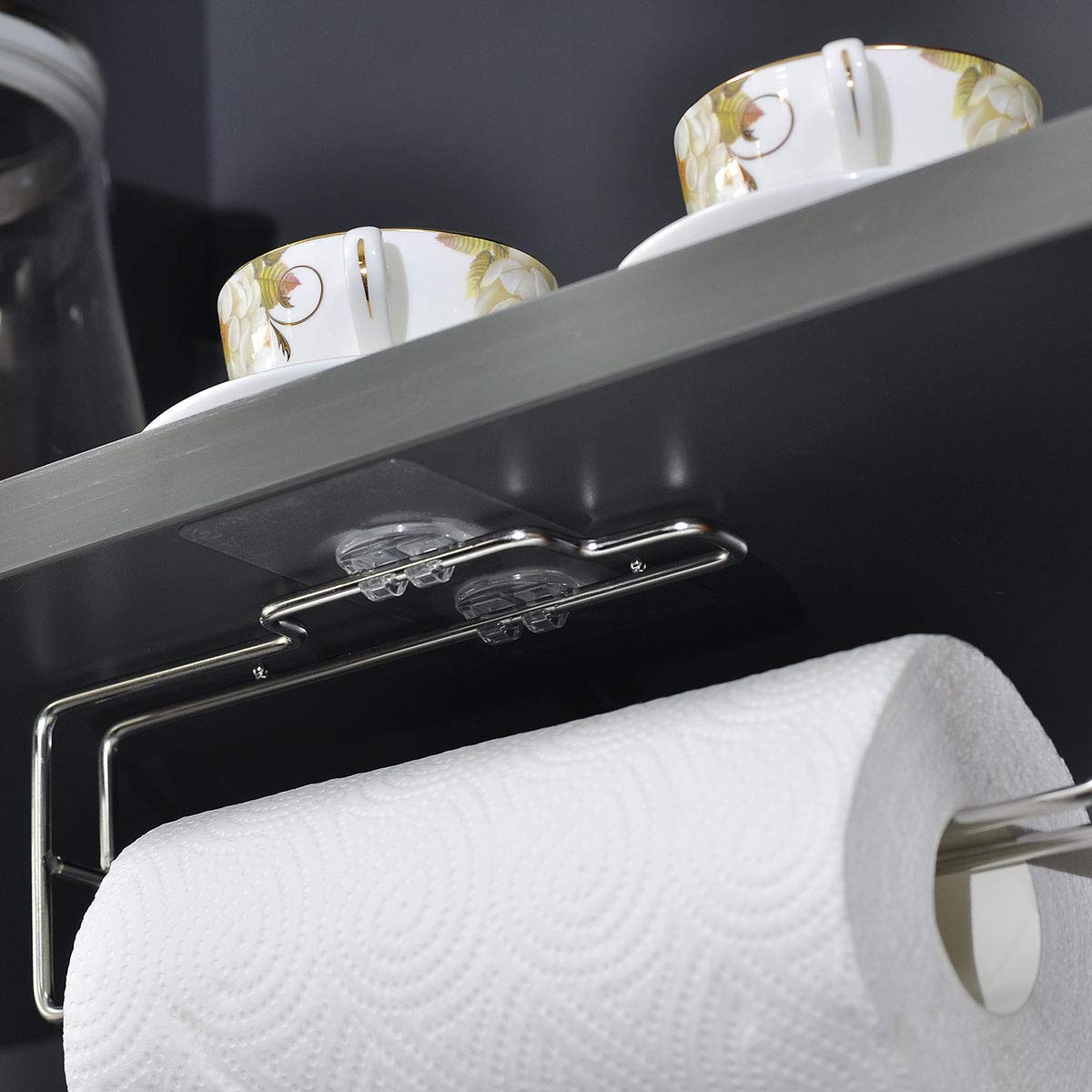 Under Cabinet Paper Towel Holder,ECROCY Paper Towel Rack,Wall Mount and No Drilling - Stainless Steel