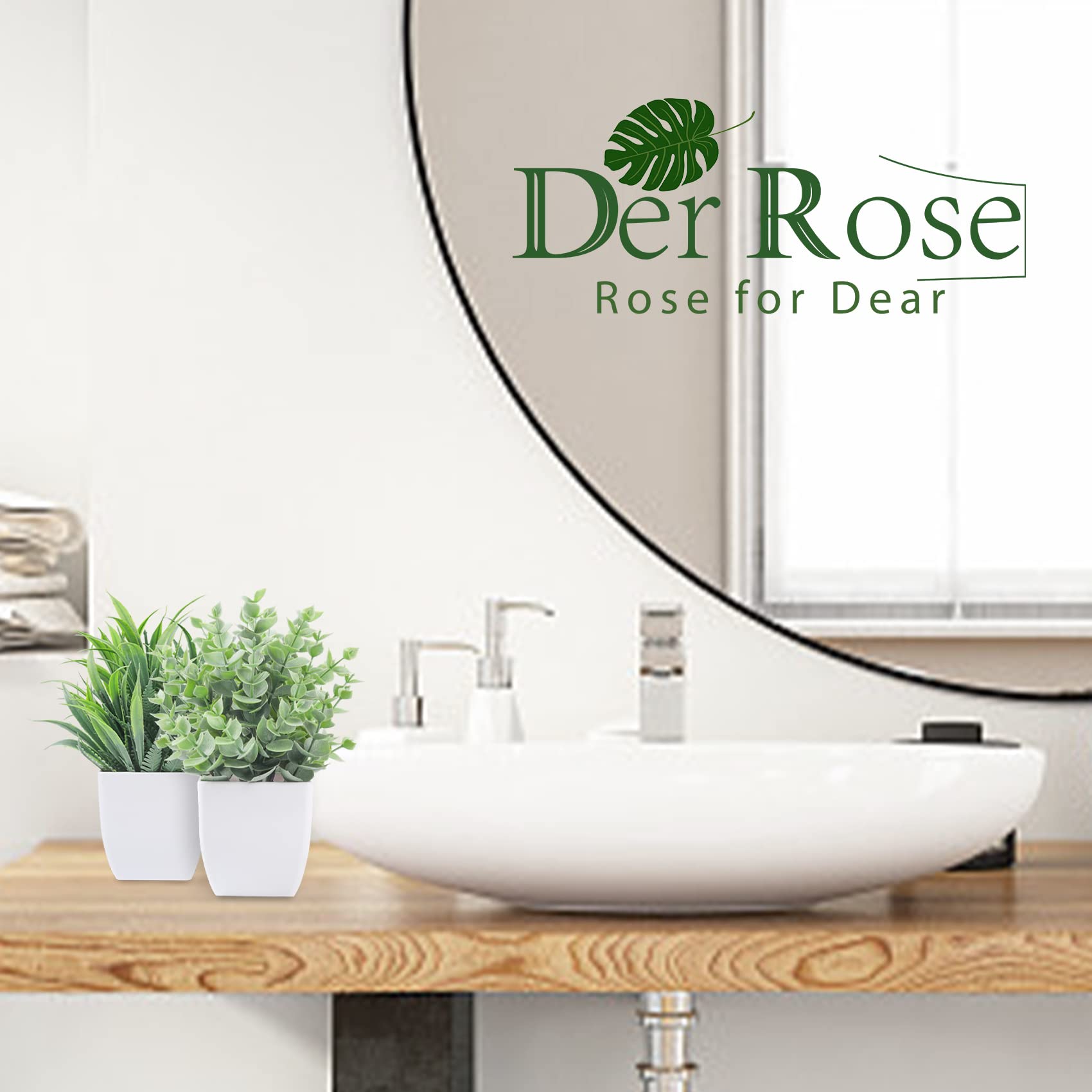 Der Rose 2 Packs Small Fake Plants Mini Artificial Potted Plants for Table Desk Home Bathroom Office Decor…