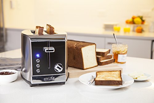 KRUPS KH732D50 2-Slice Toaster, Stainless Steel Toaster, 5 Functions with Cancel, Toasting, Defrost, Reheat and Bagel, Cord Storage, Silver