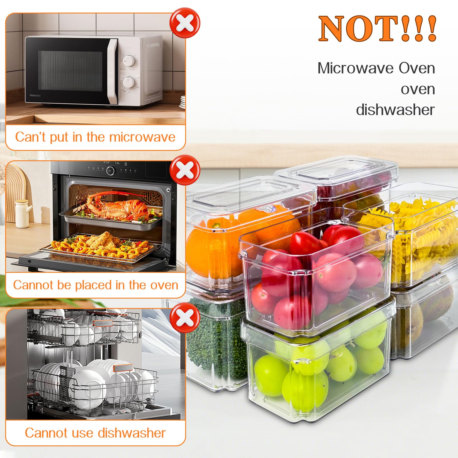 zvopvo Fridge Organizer, Stackable Refrigerator Organizer Bins with Lids, BPA-Free Produce Fruit Storage Containers for Storage Clear for Kitchen, Vegetable Storage [10-Pack]