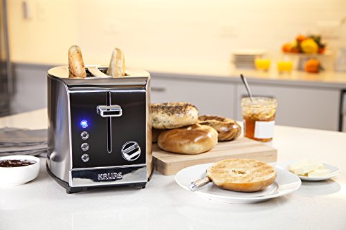 KRUPS KH732D50 2-Slice Toaster, Stainless Steel Toaster, 5 Functions with Cancel, Toasting, Defrost, Reheat and Bagel, Cord Storage, Silver