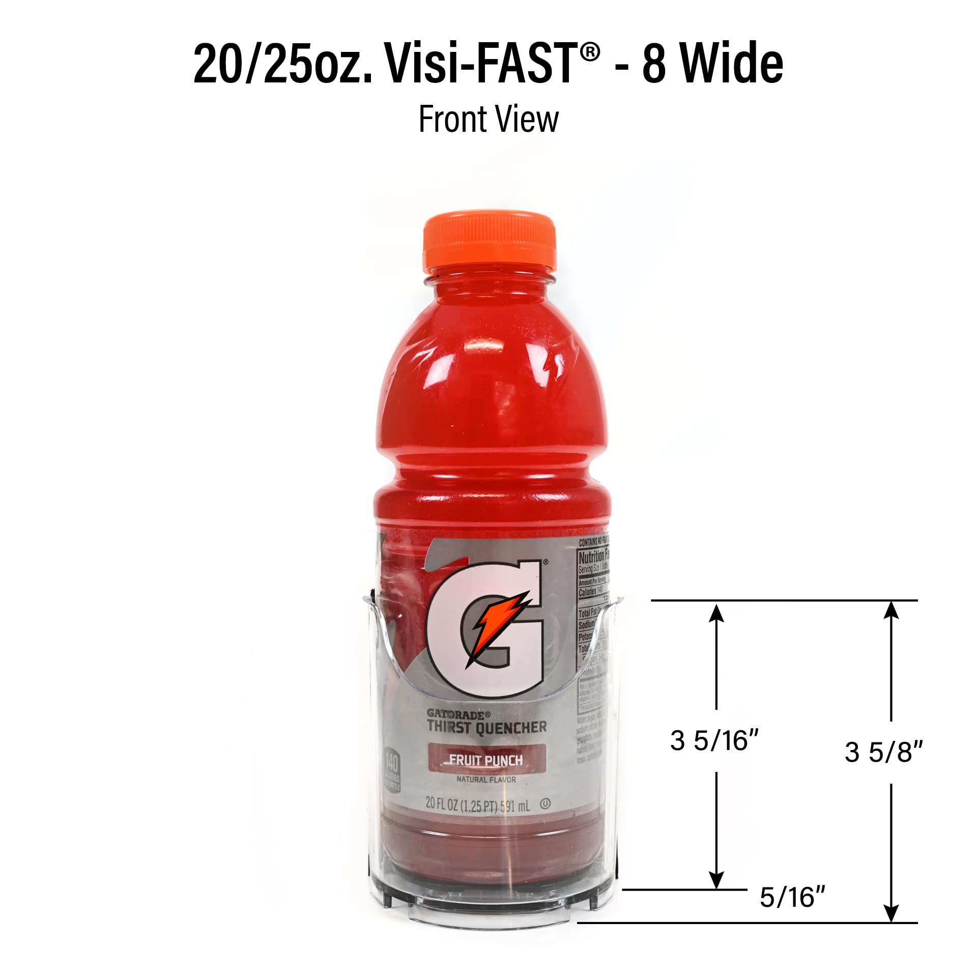 Display Technologies Visi-Fast 20oz (Pack of 2) Fridge Organizer, Pusher Glide, Beverage Water Bottles Storage for Refrigerator, Kitchen Can Bottle Organizer, Energy Drink Bottle Dispenser