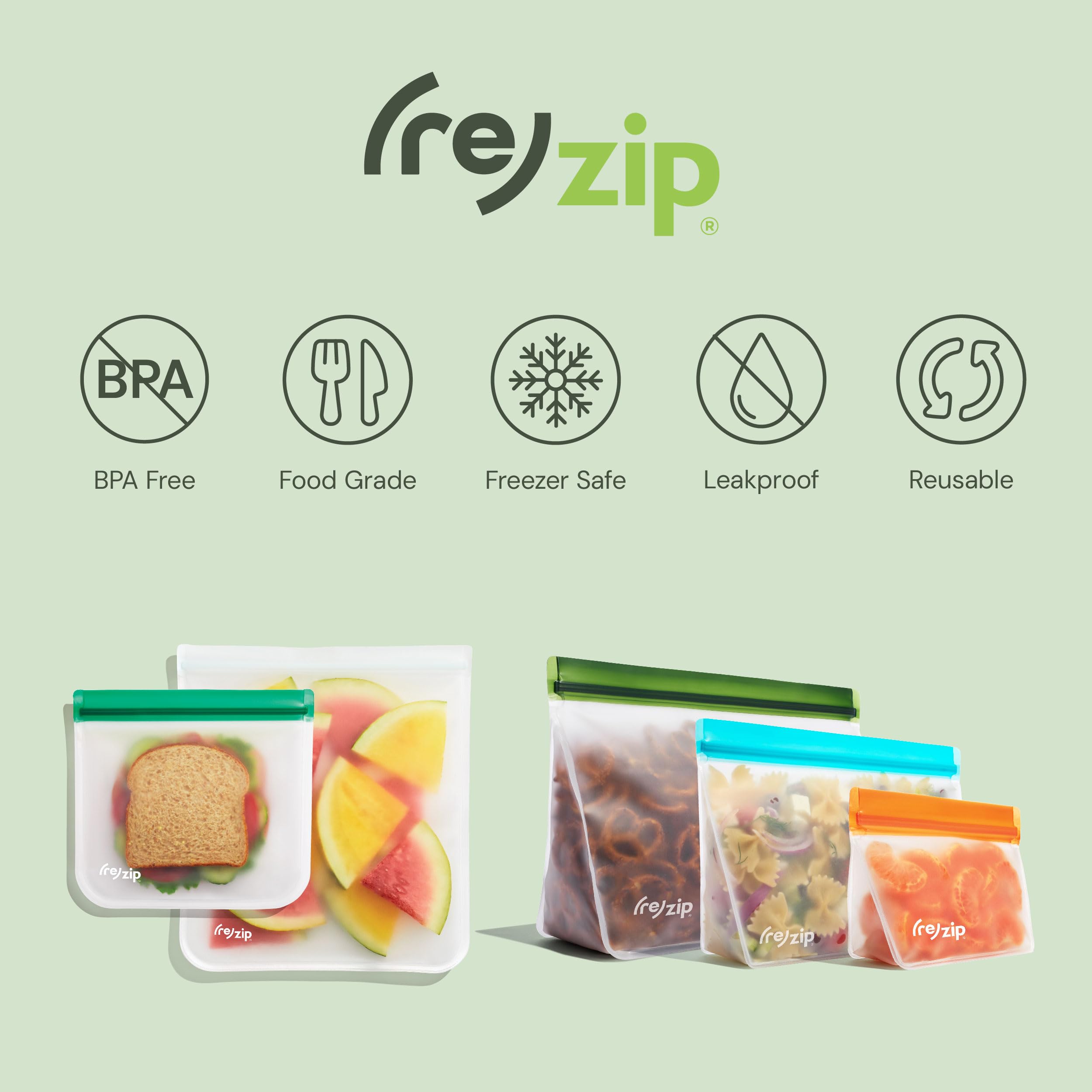 (re)zip Pizza Saver 2 pc Kit | Includes (2) Airtight Pizza Storage Bags | BPA-Free, Leakproof, Freezer-safe and Space-Saving Design | Keeps Pizza Fresh and Flavorful | Ideal for Leftovers