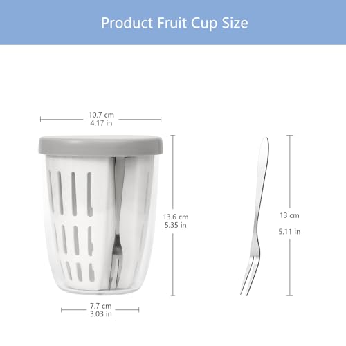 Fruit Salad Cooler Cup with Lid and Fork, Leak Proof, Plastic, Ideal for Office, Party and Travel