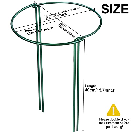 LEOBRO 4 Pack Plant Support Stake, Metal Garden Plant Stakes, Peony Support, Tomato Cage, Half Round Plant Support Ring Cage, Plant Support for Tomato, Rose, Vine, Indoor Plants (9.8" W x 15.7" H)