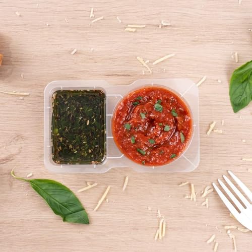 Tasmegol Reusable Snack Packs Containers Double Compartment Condiment Container with Lids (20 Packs)