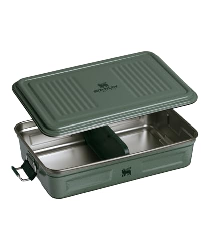 STANLEY Classic Legendary Useful Box 2.11 qt | Metal Snack and Lunch Box | Durable Stainless Steel Travel Food Storage Container | Hiking, Camping, School, or Work | BPA-Free | Hammertone Green
