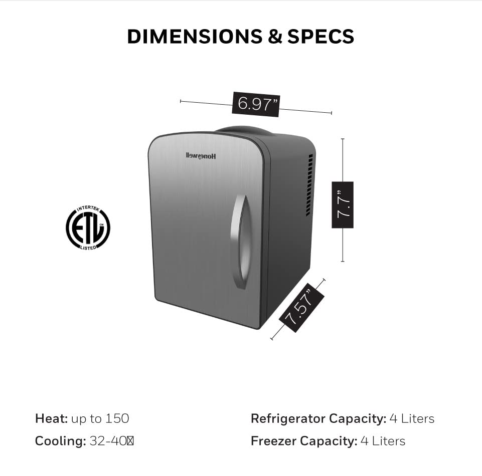 Honeywell 4 Liter Personal Fridge Cools Or Heats & Provides Compact Storage For Skincare, Snacks, Or 6 12oz Cans