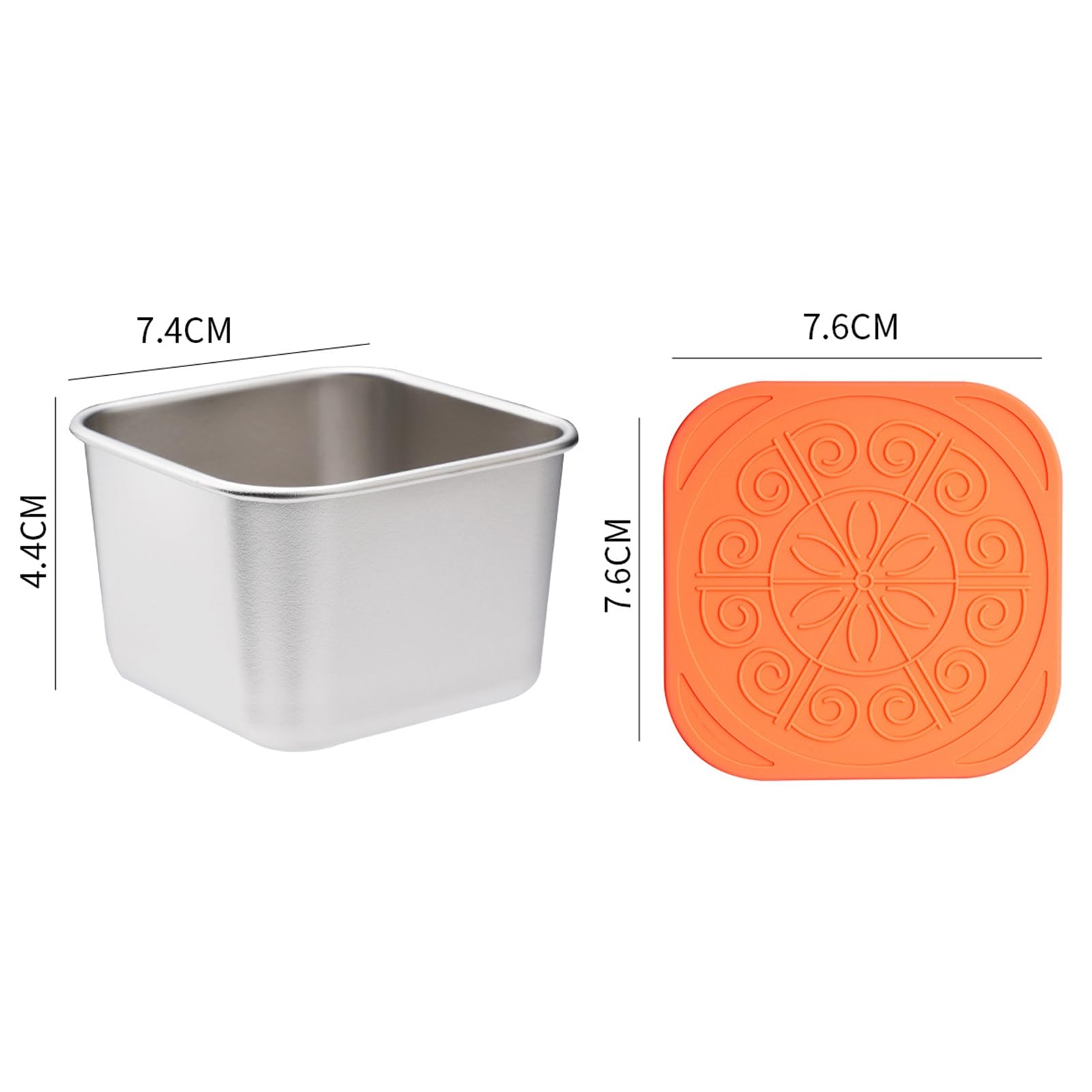Grebest Stainless Steel Snack Containers Sauce Cup with Leakproof Silicone Lid Food Storage for Picnic Lunchbox Snacks Set of 1/6 Pcs 60/180ml Stackable Orange 60ML