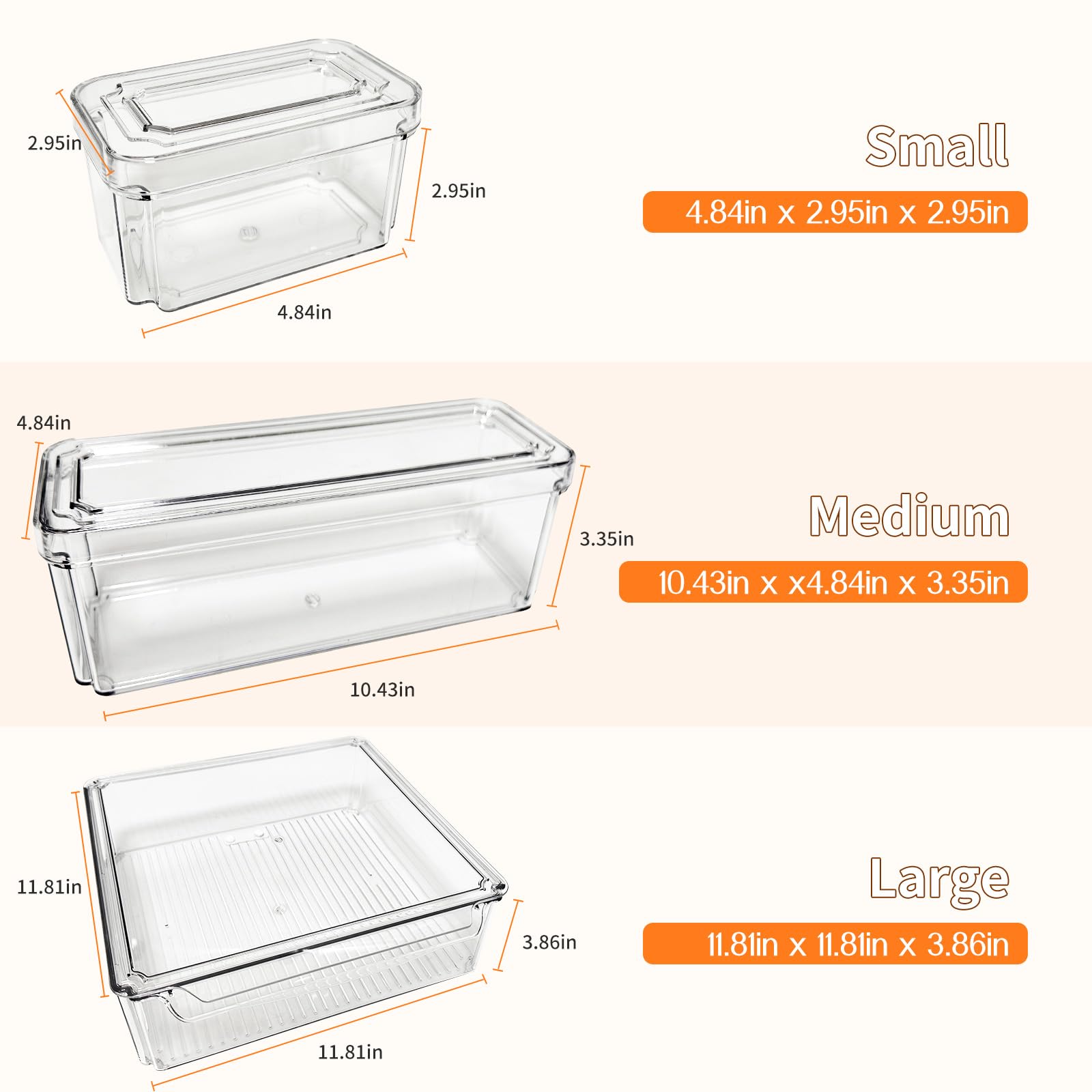 zvopvo Fridge Organizer, Stackable Refrigerator Organizer Bins with Lids, BPA-Free Produce Fruit Storage Containers for Storage Clear for Kitchen, Vegetable Storage [10-Pack]