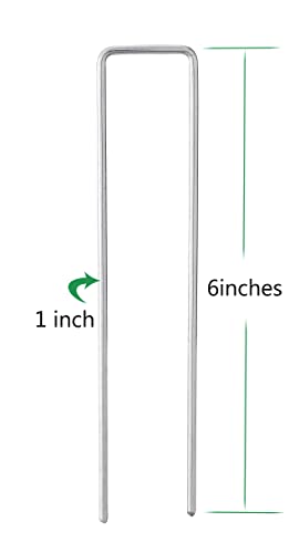 6 Inches Heavy Duty Galvanized Steel Garden Stakes Staples Securing Pegs for Securing Weed Fabric Landscape Fabric Netting Ground Sheets and Fleece, Christmas Decoration Accessories (20, Silver)