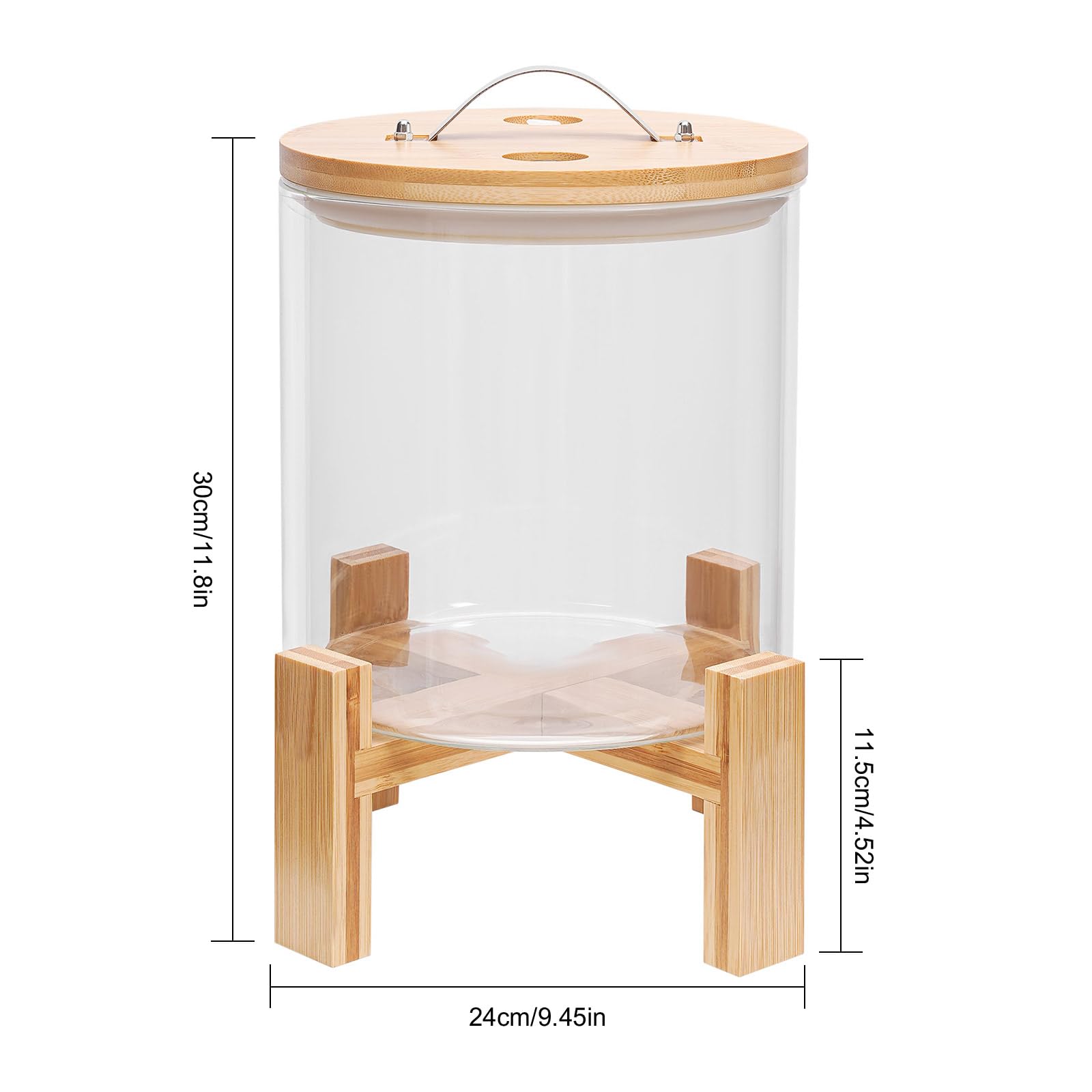 BuYouZaiLaa Glass Cereal Dispenser Rice Storage Container with Airtight Lid Stand and Measuring Cup Flour and Cereal Container for Kitchen Organization and Pantry Store (5L)