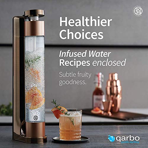 Twenty39 Qarbo - Sparkling Water Maker and Soda Streaming Carbonator machine for home Infuses Flavor while Carbonating Beverages with this Seltzer Fizzy Water Maker (Bronze)