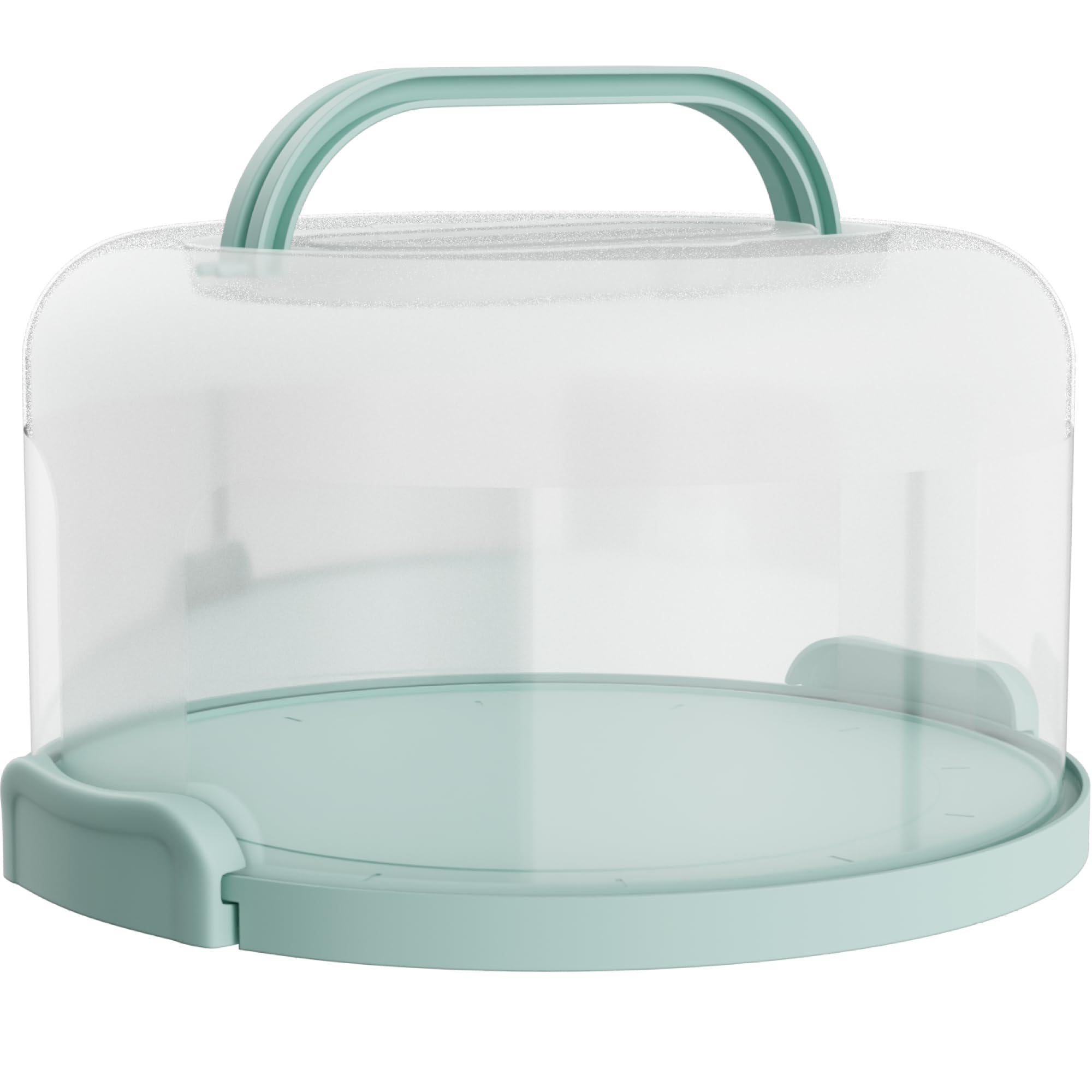Cake Carrier with Lid and Handle - Multipurpose Cake Stand with Lid for 10β Cake, Pie, Cupcakes - Cake Holder & Lid, Plastic Cake Container, Round Cake Cover for Transport & Storage (Seafoam Green)