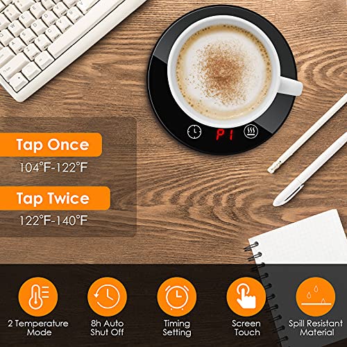 Coffee Mug Warmer, Mug Warmer for Desk 2 Temp Settings Auto ON/Off Coffee Cup Warmer with 1-12H Timer, Smart Coffee Warmer Candle Warmer for Warming & Heating Coffee, Beverage, Milk, Tea, Warm Gift