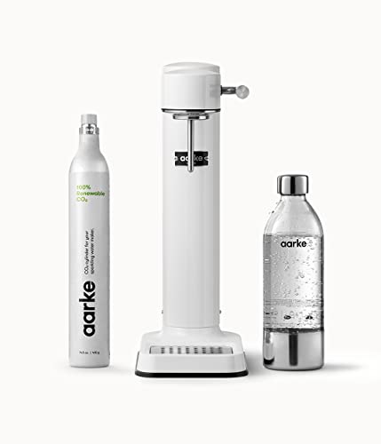 aarke - Carbonator III Premium Carbonator - Sparkling & Seltzer Water Soda Maker Soda Maker with PET Bottle (White, With CO2 Cylinder)