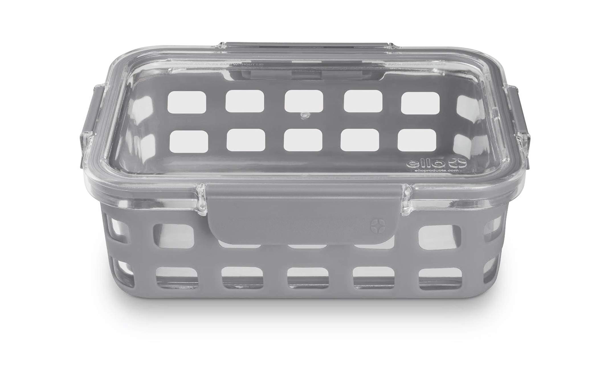 Ello DuraGlass BPA-Free Glass Food Storage Containers with Lids and Silicone Protection, 5 Cup, Gray