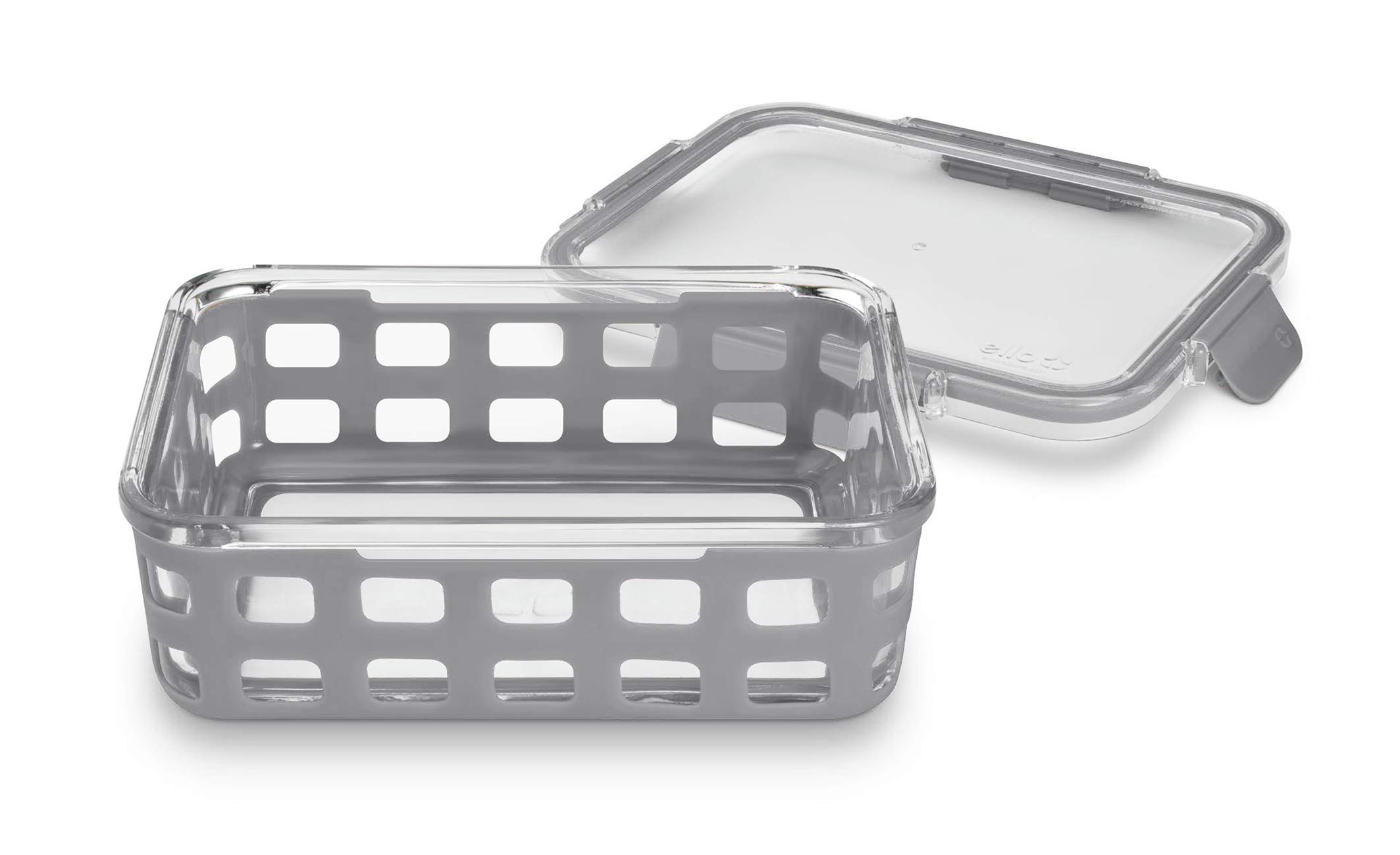 Ello DuraGlass BPA-Free Glass Food Storage Containers with Lids and Silicone Protection, 5 Cup, Gray