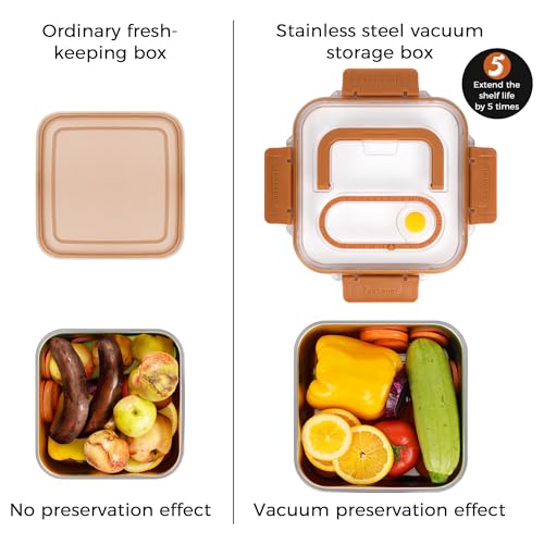 Vacuum Sealed Container,with Vacuum Pump,Stainless Steel Vacuum Food Storage Container,for Food Storage,Kitchen Storage ,Keep Food Fresh 5 Times Longe