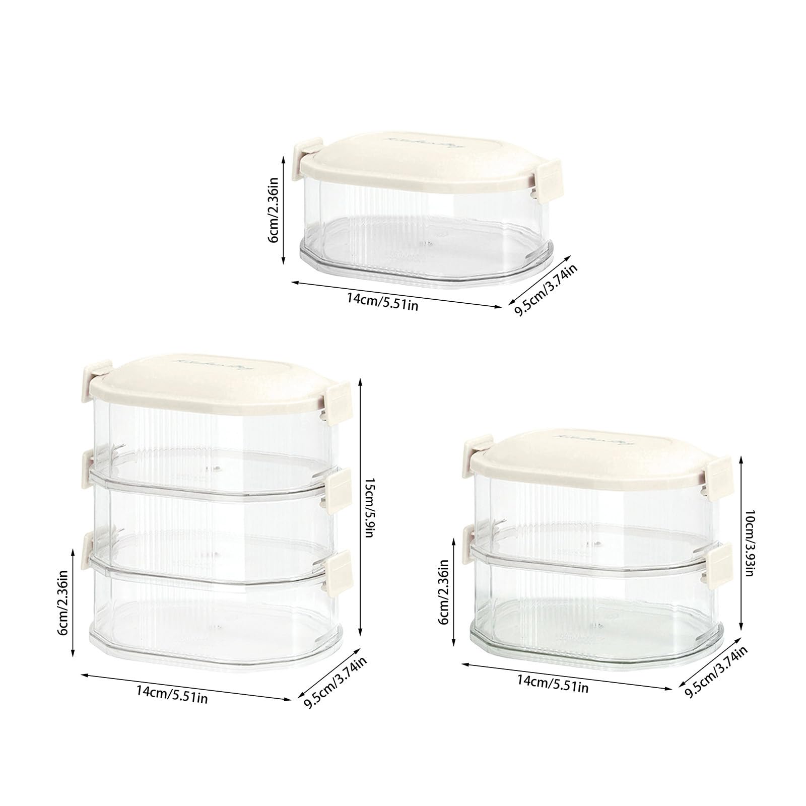 Multi Layered Seasoning Storage Box Food Storage Containers with Lids Airtight Containers Plastic for Organizing Pantry for Organizing Fruits, Vegetables, Lunches (White, Three layers)
