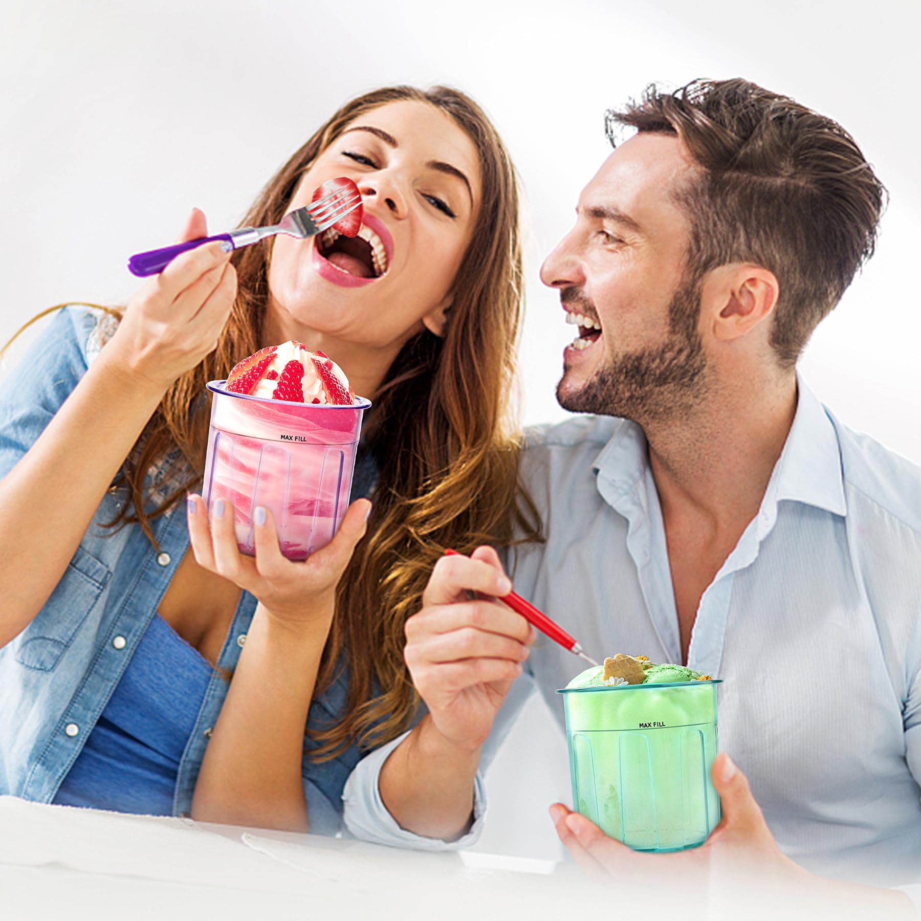 FENKOA Containers Replacement Ice Creami Pints and Lids, 16oz Containers Compatible with Ninja NC301 NC300 NC299AMZ Series Ice Cream Maker - BPA Free - Dishwasher Safe (Green,Blue,Purple,Yellow)