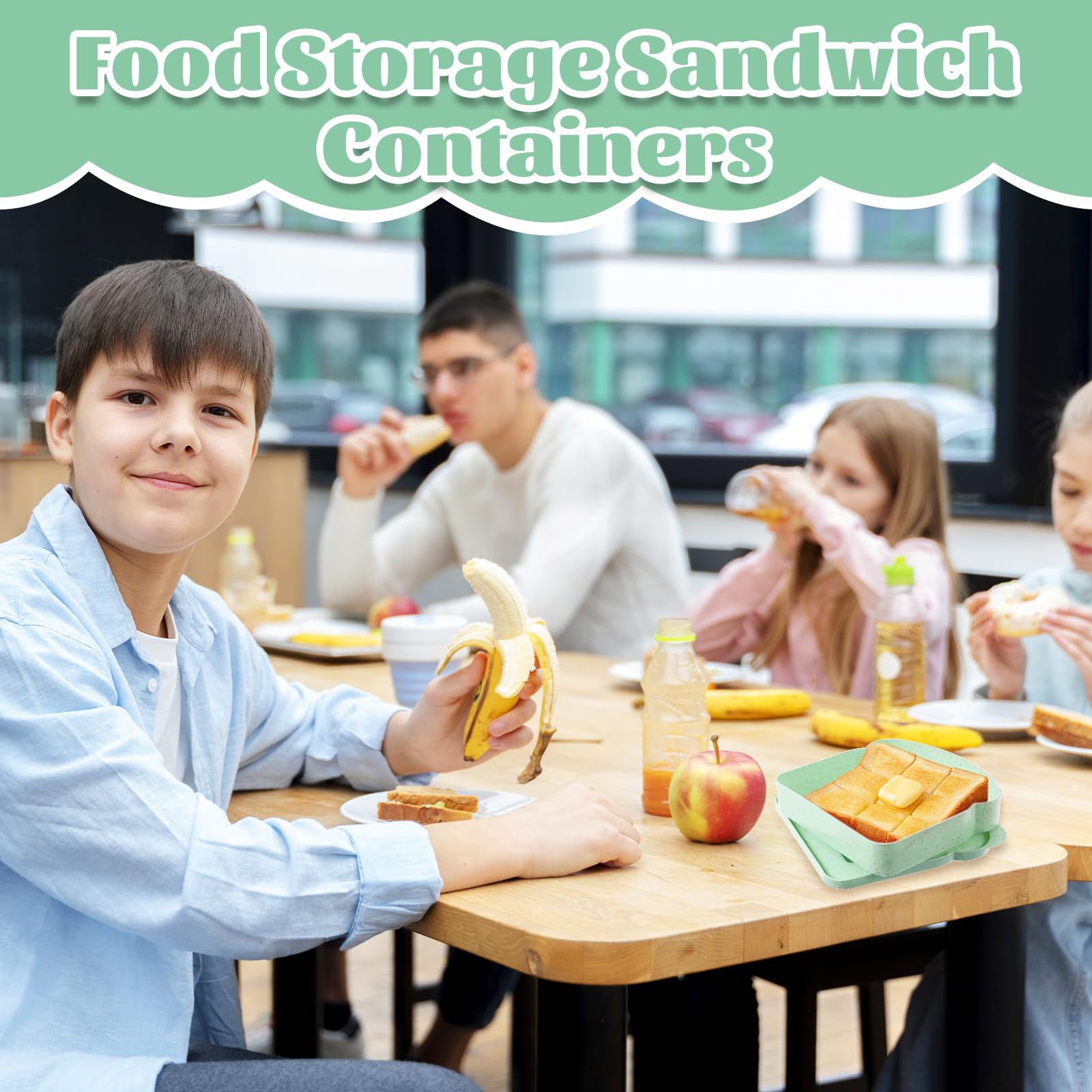 Piriuuo 2 Pcs Sandwich Containers Toast Shape Sandwich Box Sandwich Containers for Lunch Boxes Reusable Food Storage Sandwich Container with Lid, Microwave & Dishwasher Safe