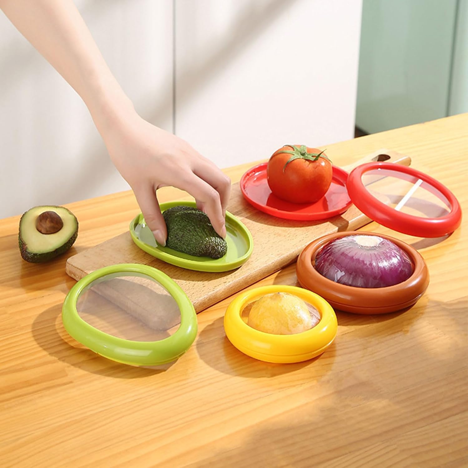 Fruit Freshness Organizer, Fruit and Vegetable Antioxidant Organizer, Silicone Fruit and Vegetable Organizer Set for Refrigerator 4 Pieces
