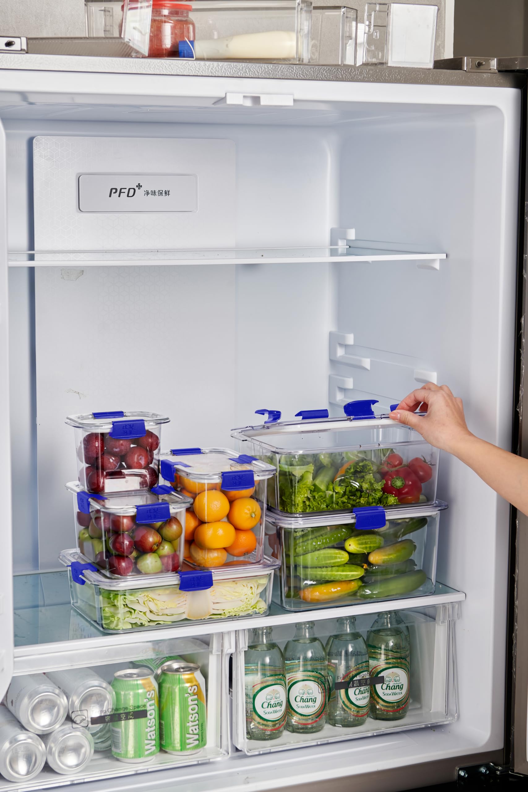 MSM Products 12 Pcs Food Storage Containers Set (6 lids & 6 containers), Leakproof Meal Prep Containers, microwave safe/dishwasher safe, 4 sides BLUE COLOR clip lock