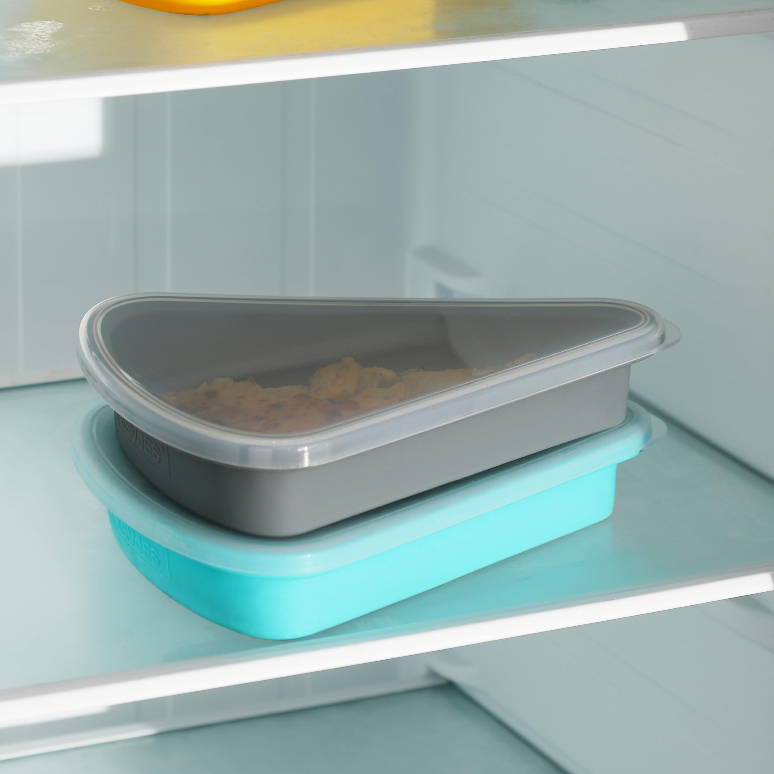KEVJES 5Pack Reusable Silicone Leftover Pizza Slice Storage Container Box with Air-tight Lids-BPA Free,Fits Single Slice up to 16β,Save Space,Refrigerator organizer. (Space Grey)